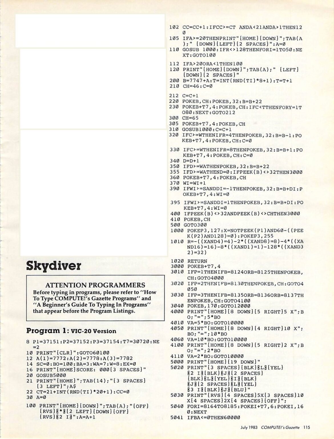 Sky Diver - Commodore 64 - Basic V2 - Retromagazine World