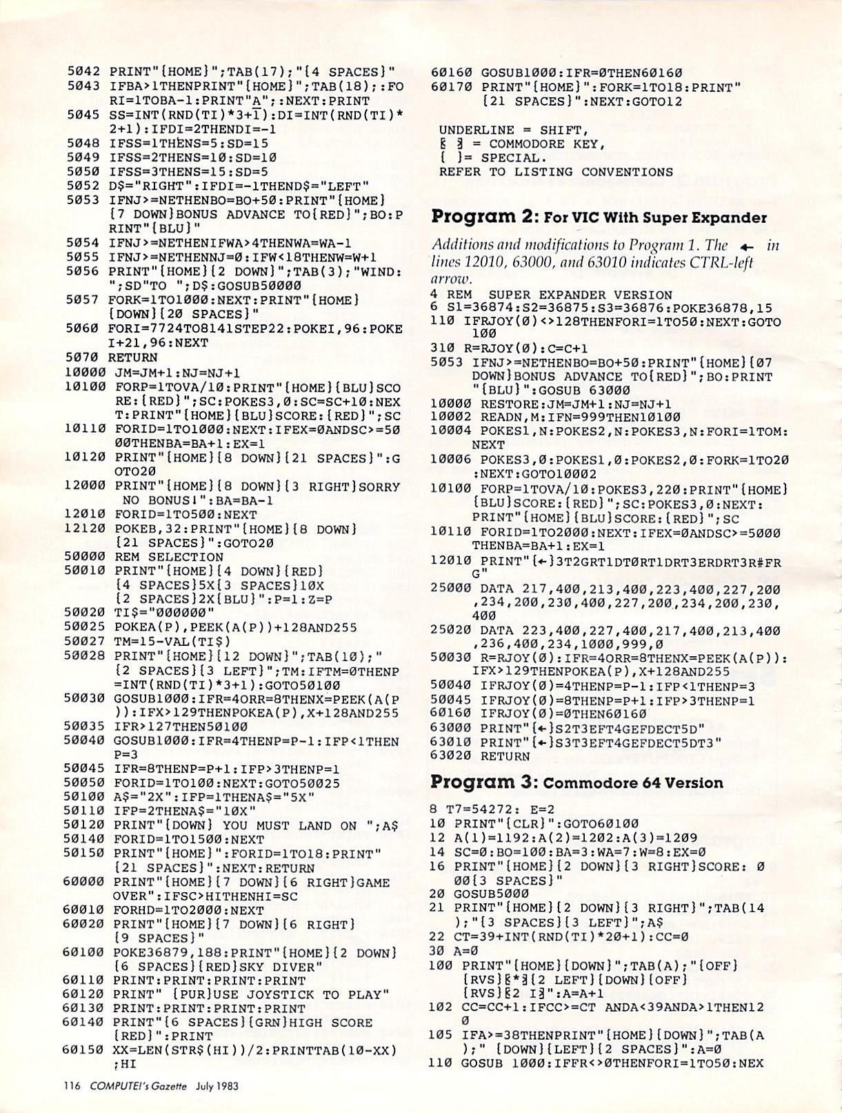 Sky Diver - Commodore 64 - Basic V2 - Retromagazine World