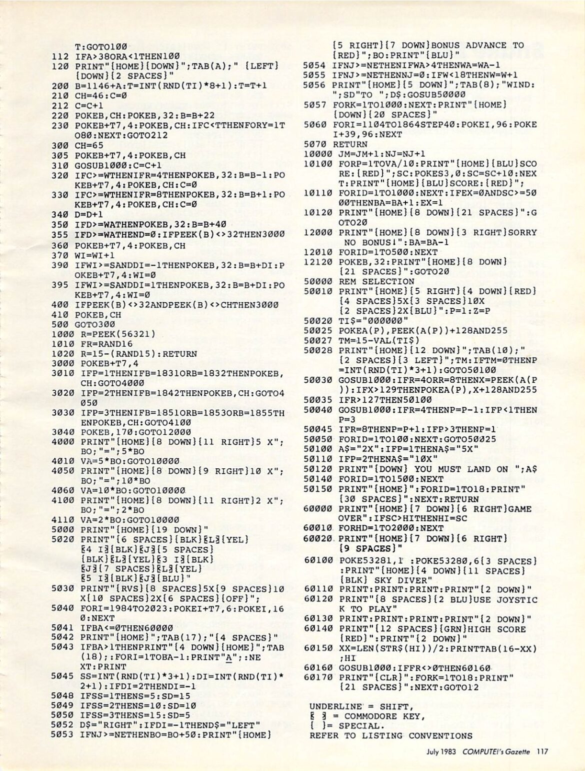 Sky Diver - Commodore 64 - Basic V2 - Retromagazine World