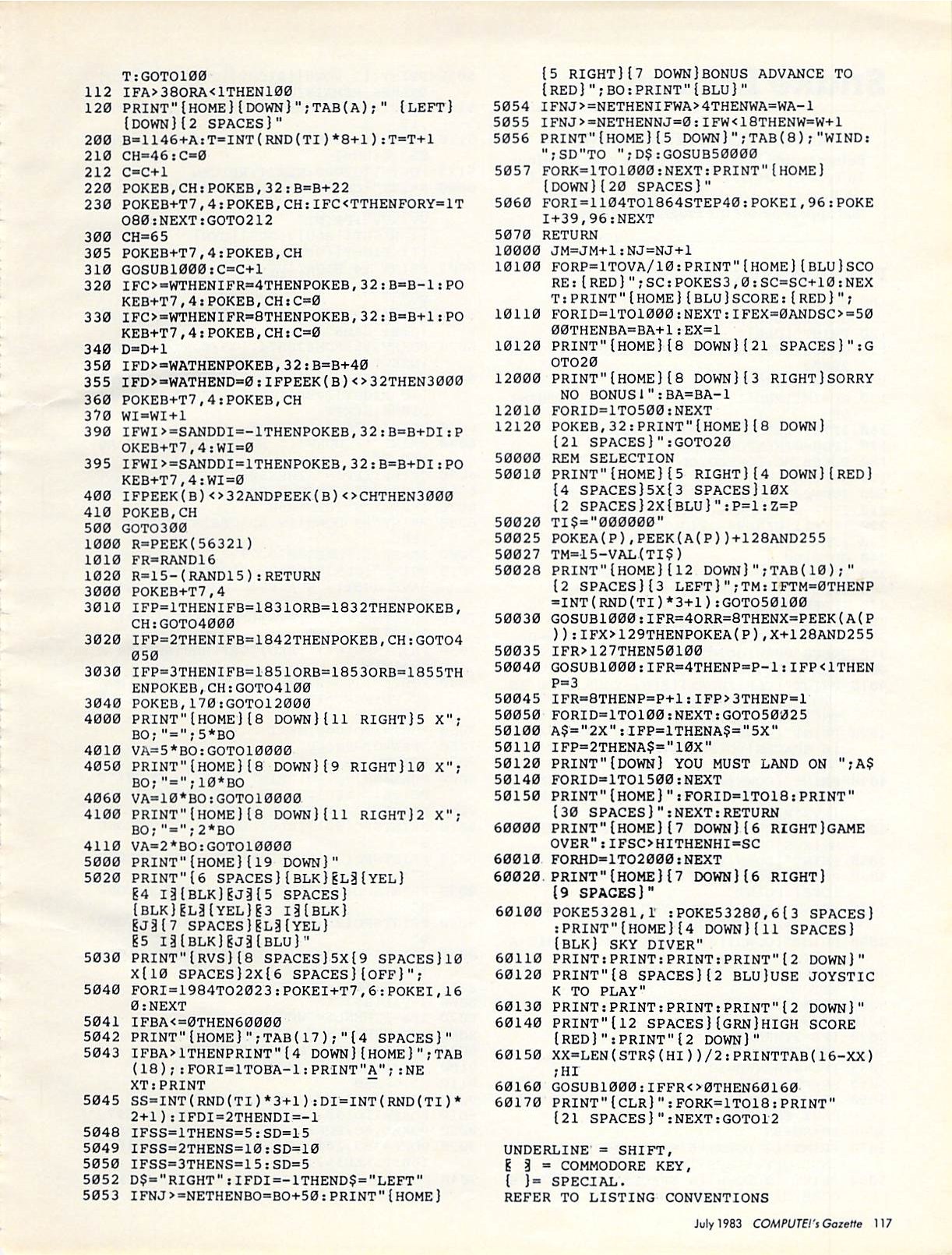 Sky Diver - Commodore 64 - Basic V2 - Retromagazine World